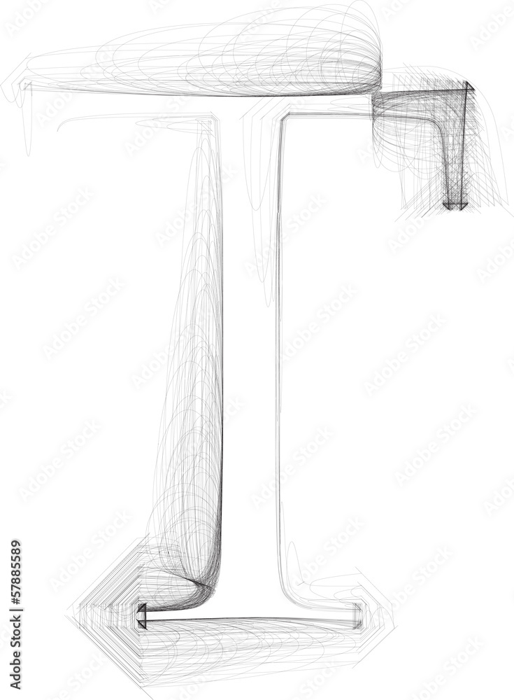 Hand draw font. LETTER T. Vector illustration Stock Vector | Adobe Stock