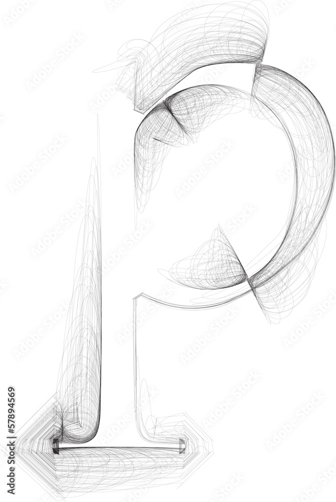 Hand draw font. LETTER p. Vector illustration Stock Vector | Adobe Stock