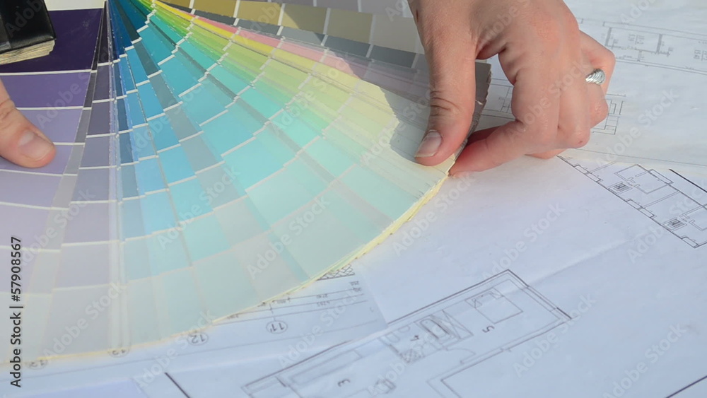 woman hands choosing color tint hue from color scale palette Stock ...