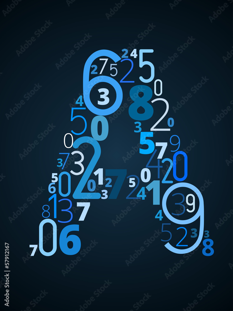 Letter A, vector font from numbers Stock Vector | Adobe Stock