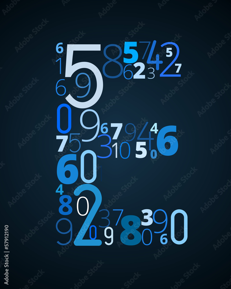 Letter E, vector font from numbers Stock Vector | Adobe Stock