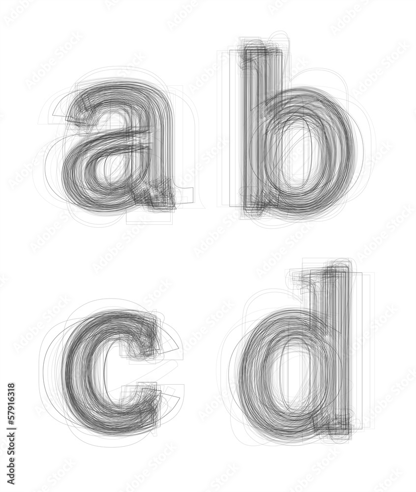Sketchy alphabet lowercase letters, isolated on white Stock ...
