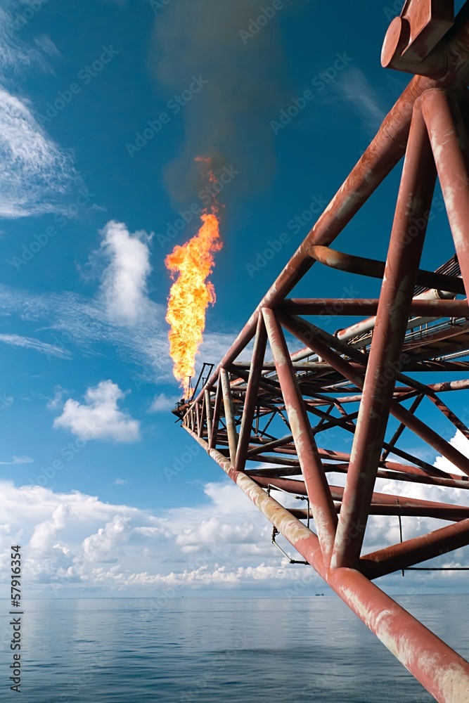 Flare Boom Structure at Oil or Gas Platform Offshore Stock Photo ...