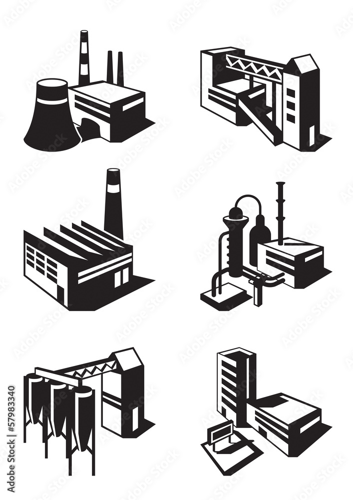 Types of industrial construction - vector illustration Stock Vector ...