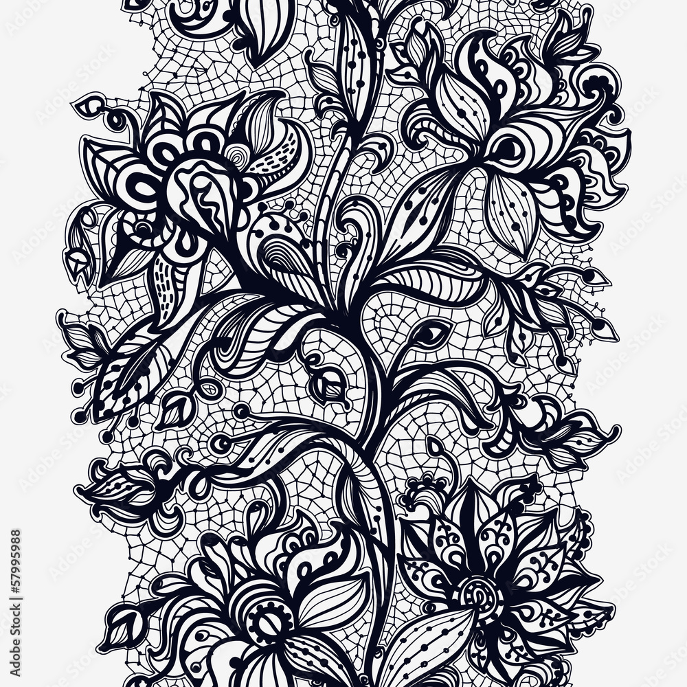 Abstract lace ribbon seamless pattern with elements flowers. Stock ...