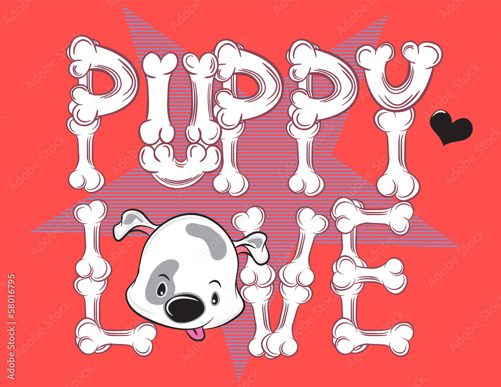 Illustration of puppy love dog with background vector Stock Vector ...