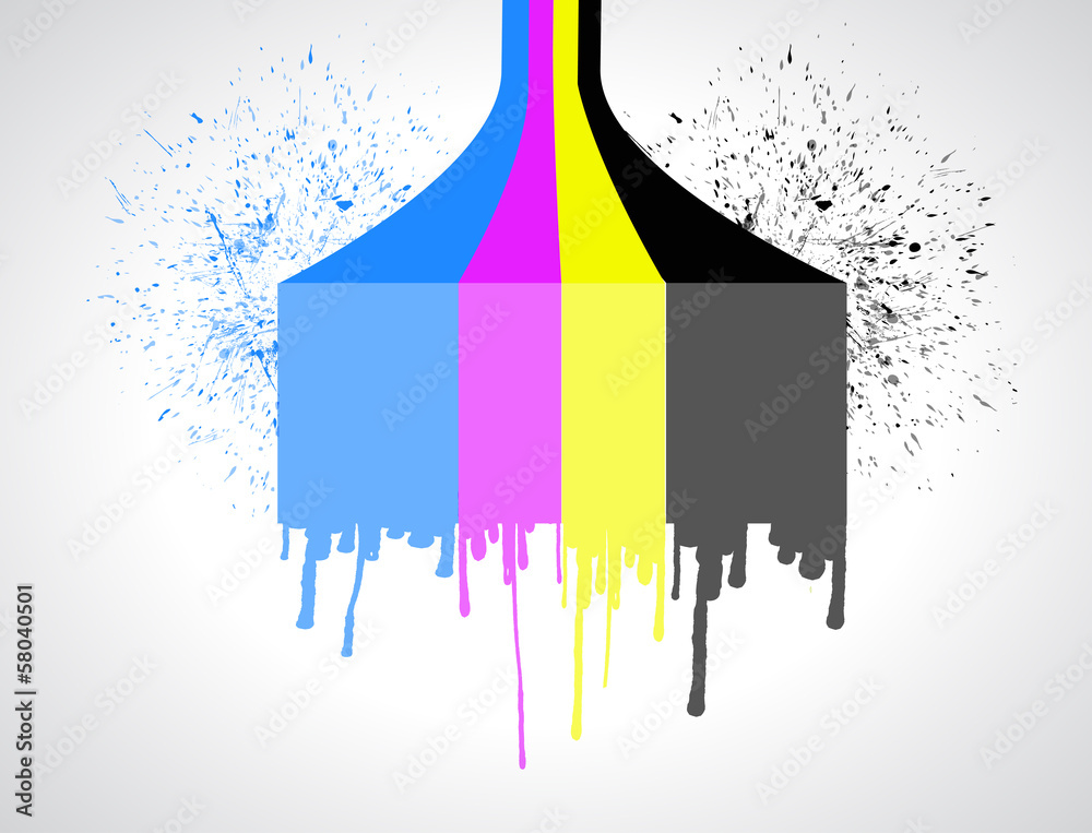 cmyk color lines and ink drops illustration Stock Illustration | Adobe ...