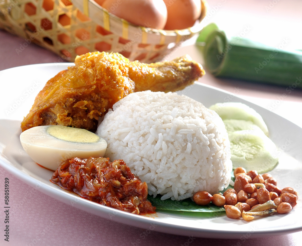 Nasi lemak traditional spicy rice dish Stock Photo | Adobe Stock