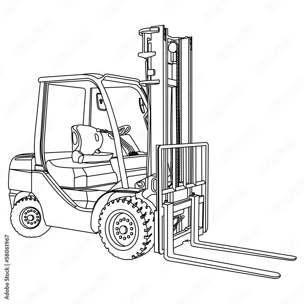 Forklift outline vector Stock Vector | Adobe Stock