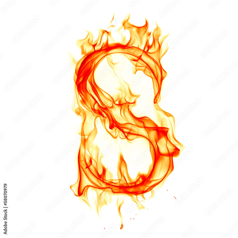 Fire letter isolated on white background Stock Illustration | Adobe Stock