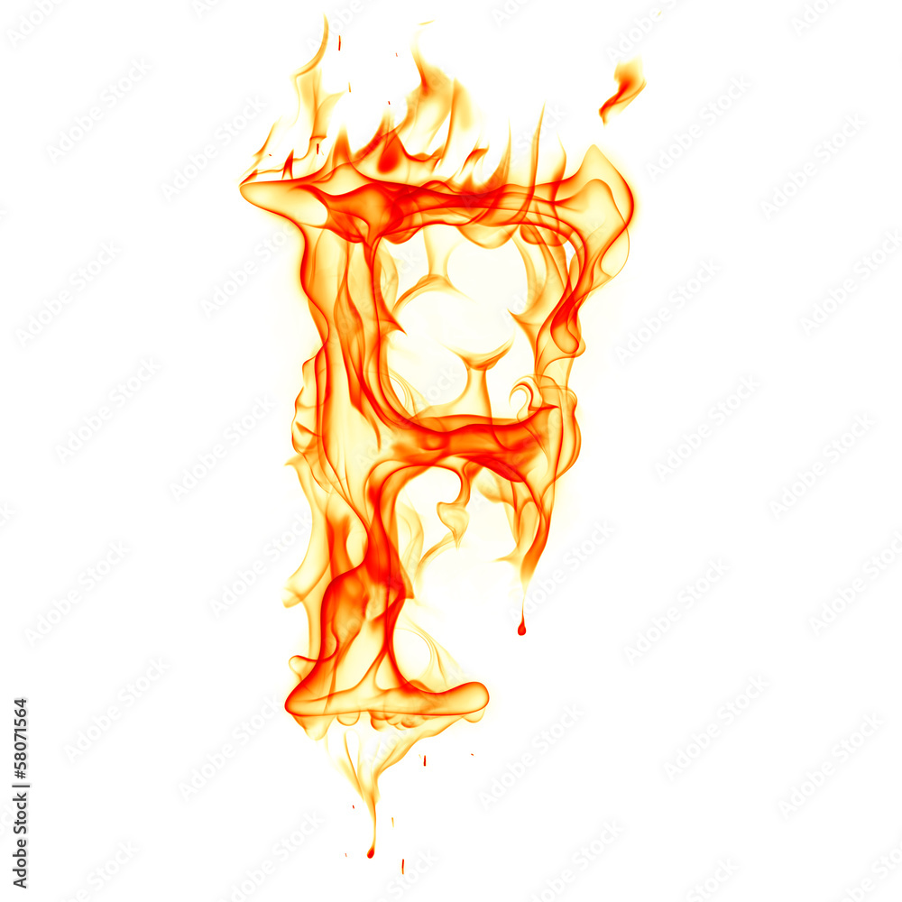 Fire letter isolated on white background Stock Illustration | Adobe Stock