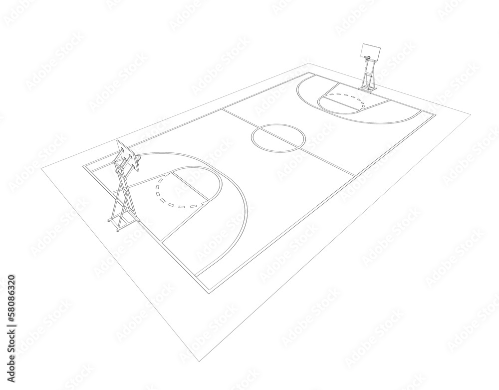 Basketball court. Wire frame Stock Illustration | Adobe Stock