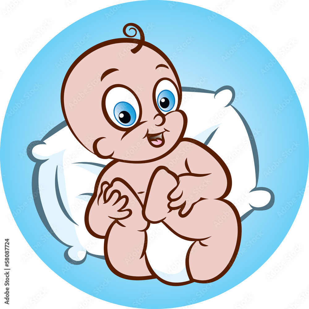Vector illustration of cute baby in diaper Stock Vector | Adobe Stock