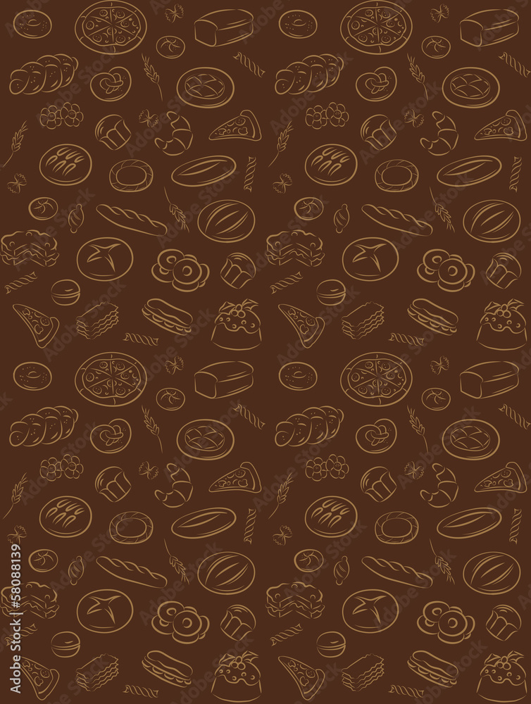vector pattern of seamless background with bakery products Stock Vector ...