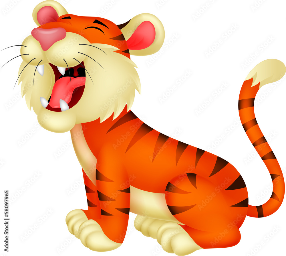 Tiger cartoon roaring Stock Vector | Adobe Stock