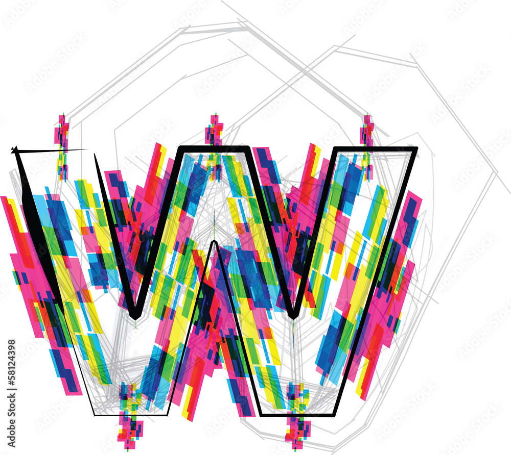 font Illustration. LETTER w. Vector illustration Stock Vector | Adobe Stock