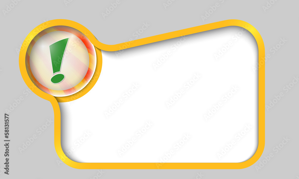 yellow text box for any text with green exclamation mark Stock Vector ...