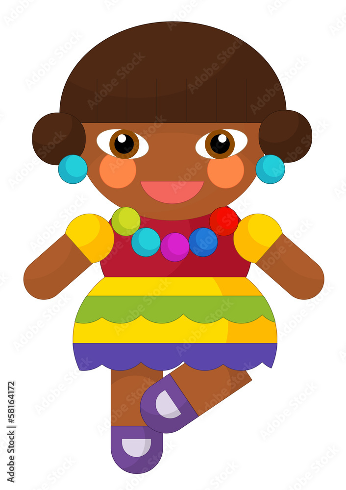 Cartoon girl - doll Stock Illustration | Adobe Stock