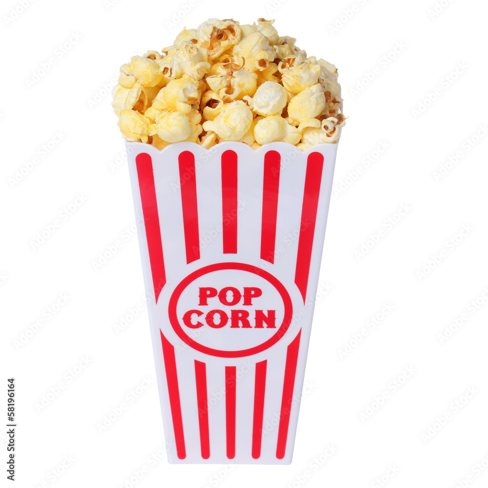 Popcorn in box isolated on white background Stock Photo | Adobe Stock