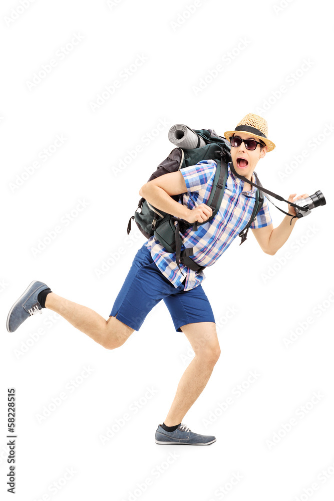 Man Running Away From Camera