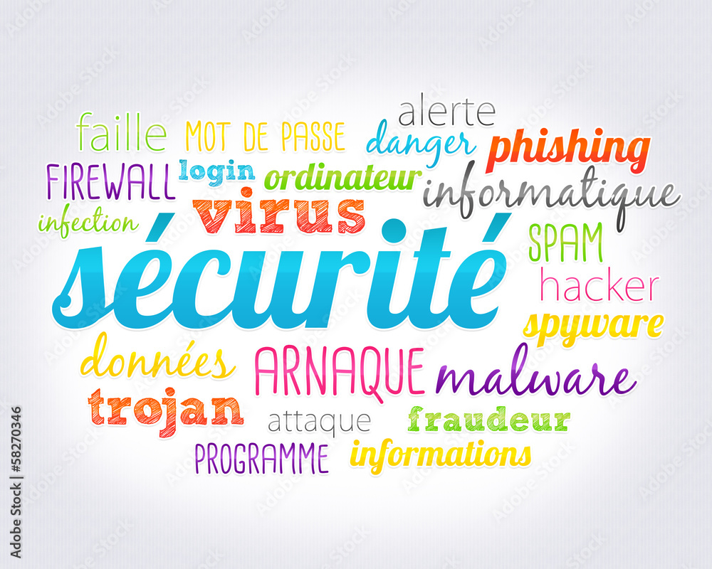 nuage de mots : virus sécurité informatique ilustración de Stock ...