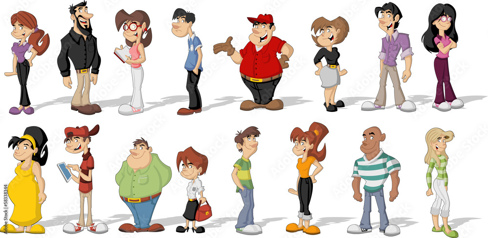 Big group of happy cartoon people Stock Vector | Adobe Stock
