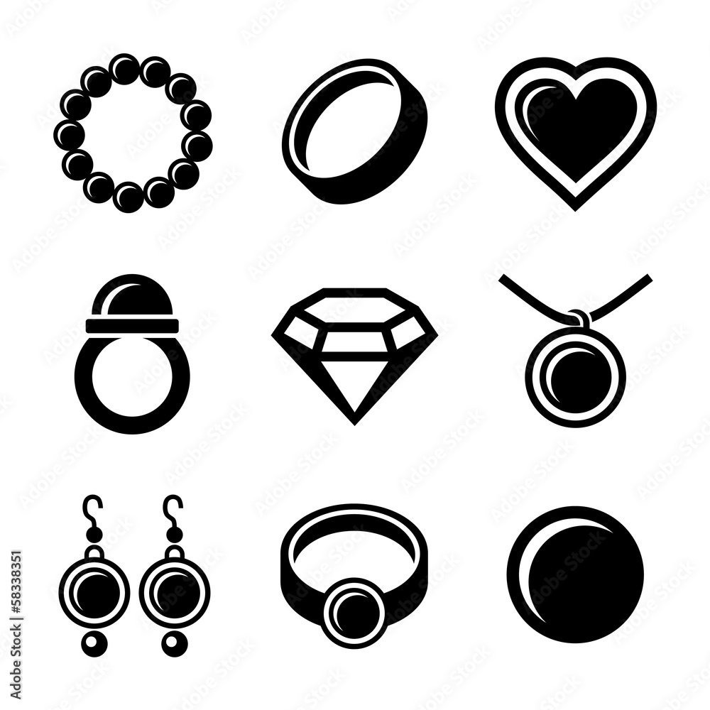 Jewelry Icons set Stock Vector | Adobe Stock