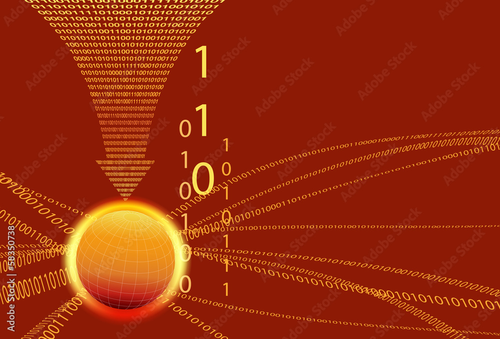 Data Background - Binary Code Technology Stream with Globe Stock Vector | Adobe Stock