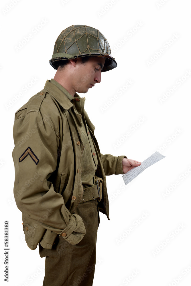 American soldier read a letter Stock Photo | Adobe Stock