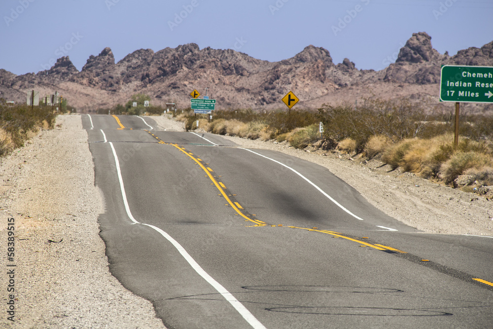 dip desert road Stock Photo | Adobe Stock