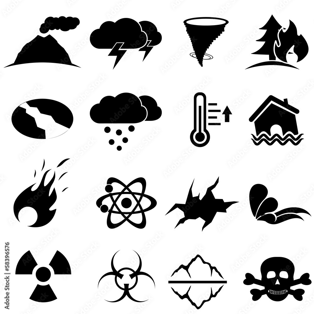 Disaster icon set Stock Vector | Adobe Stock