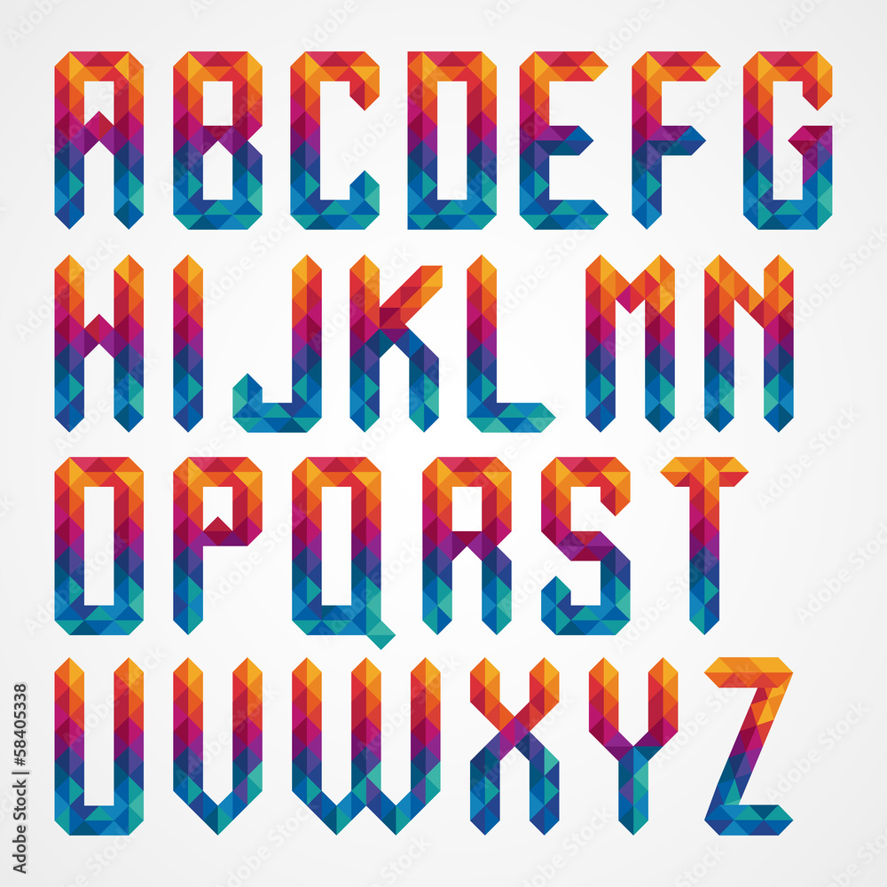 colorful diamond font from triangles Stock Vector | Adobe Stock