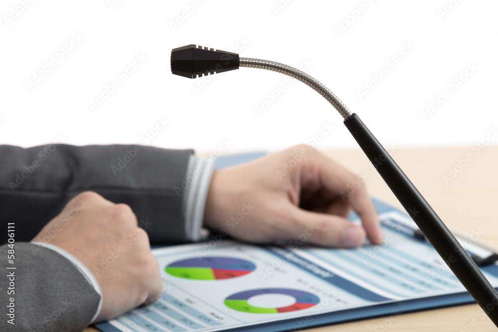 Business chart showing financial with microphone Stock Photo | Adobe Stock