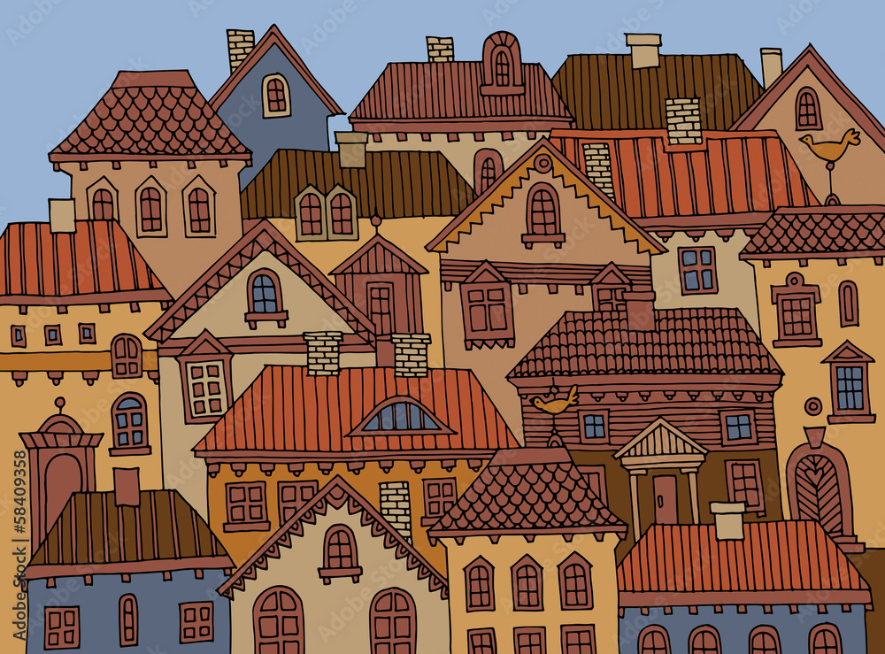 Cartoon hand drawing houses, vector Stock Vector | Adobe Stock