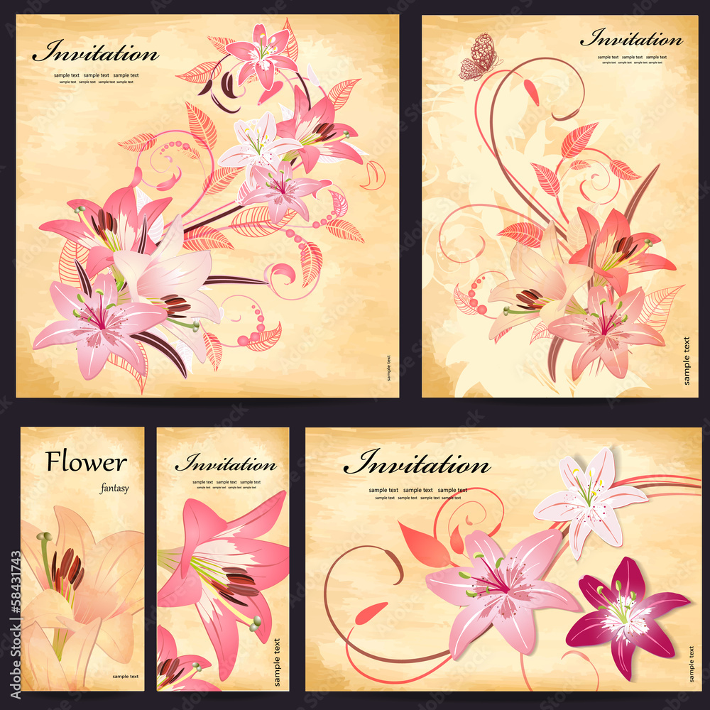 Set of floral cards for your design Stock Vector | Adobe Stock