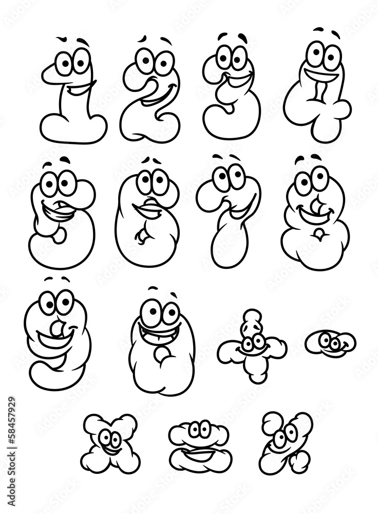 Cartoon digits and numbers set Stock Vector | Adobe Stock