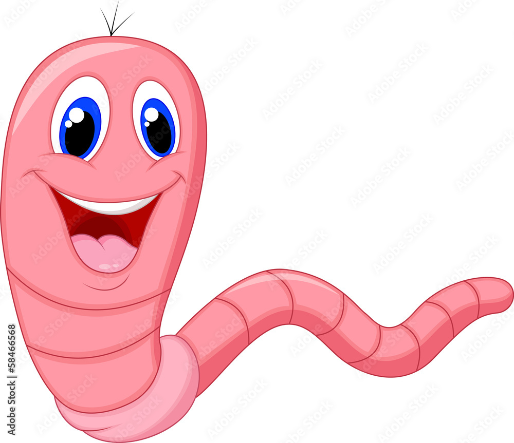 Cute pink worm cartoon Stock Vector | Adobe Stock