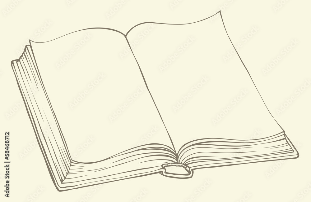 Vector linear drawing. Open book Stock Vector | Adobe Stock
