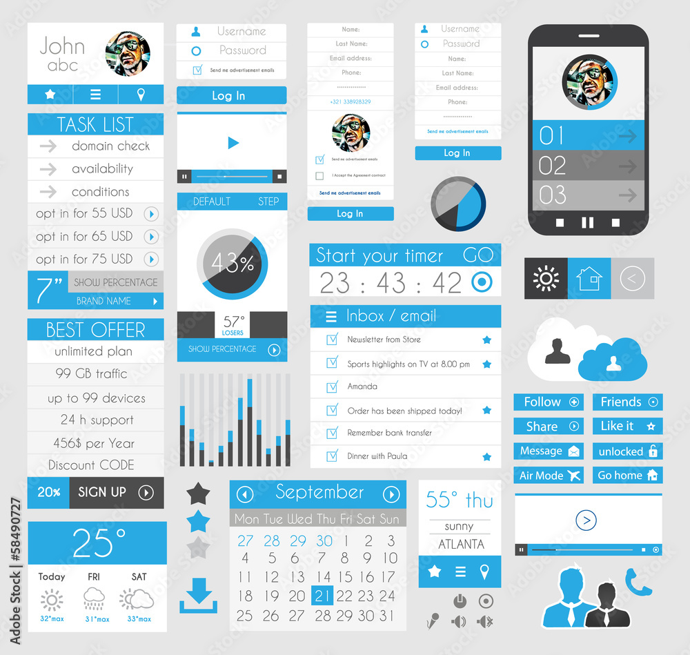 UI Flat Design Elements for Web, Infographics, Stock Vector | Adobe Stock