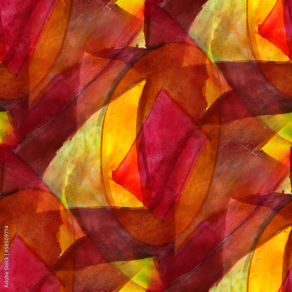 seamless cubism red, yellow abstract art Picasso texture waterco Stock ...