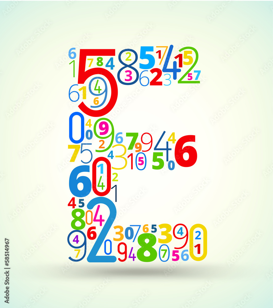 Letter E, colored vector font from numbers Stock Vector | Adobe Stock
