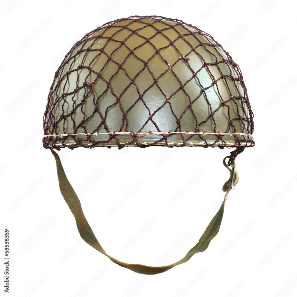 Retro military helmet on a white background. Stock Photo | Adobe Stock