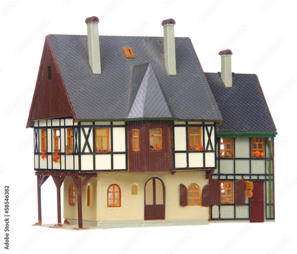 Realistic looking plastic toy house isolated on white Stock Photo ...