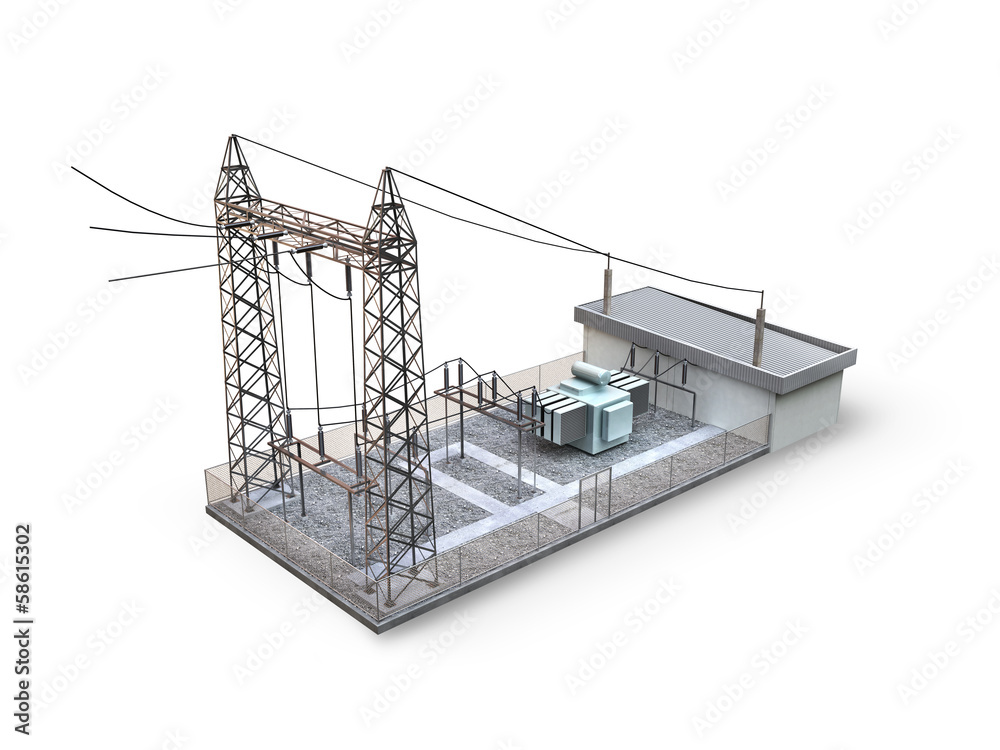 Substation isolated on white background Stock Illustration | Adobe Stock