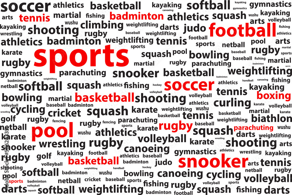 Sports Categories Word Cloud Stock-Vektorgrafik | Adobe Stock