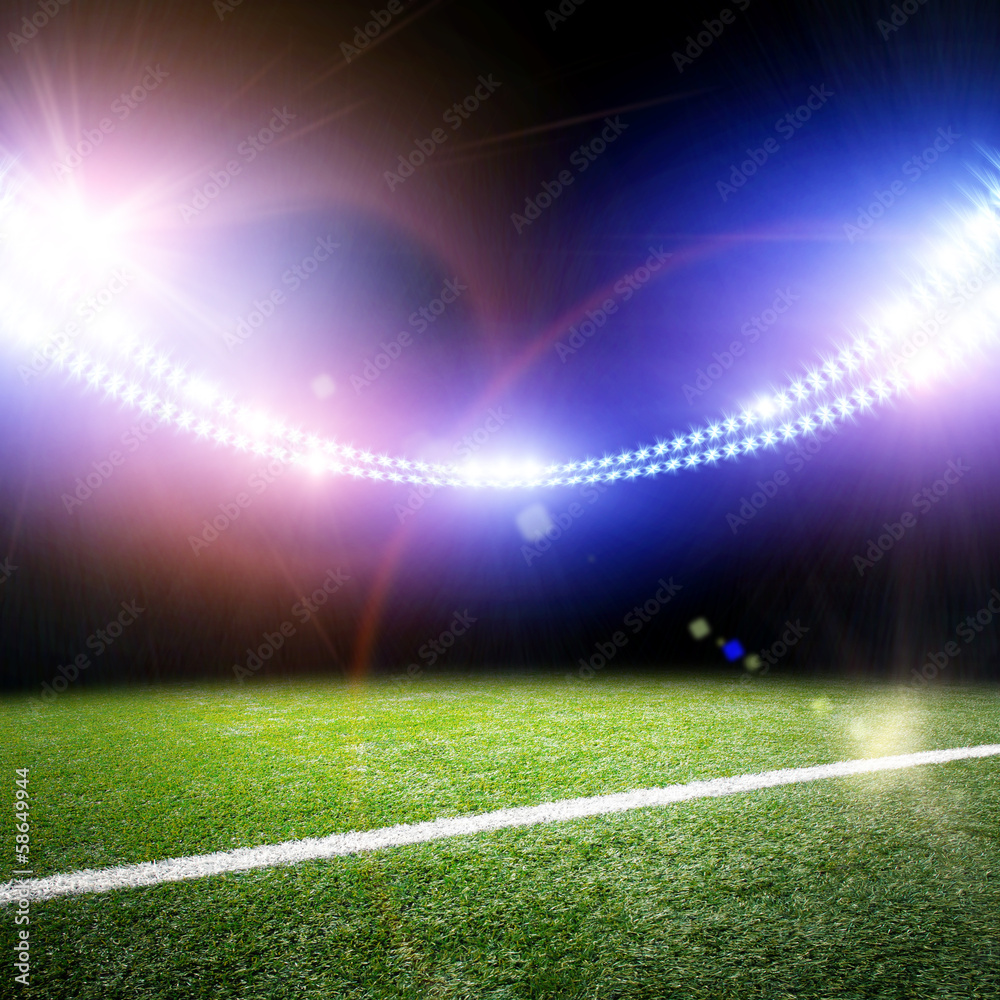 Image of stadium in lights and flashes Stock Photo | Adobe Stock