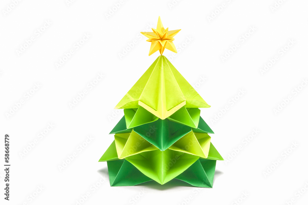 paper Christmas tree have star topper. Stock Photo | Adobe Stock