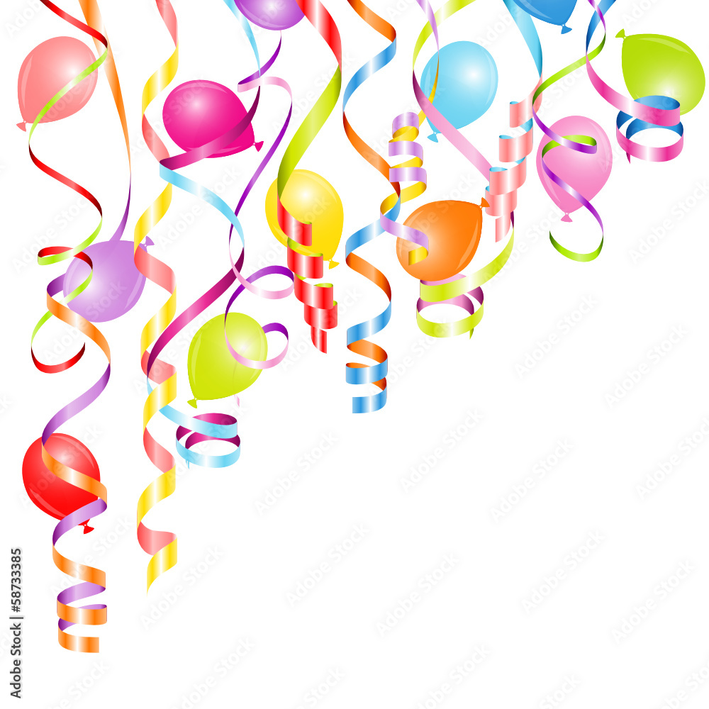 Colored Streamers & Balloons Party Background Stock Vector | Adobe Stock