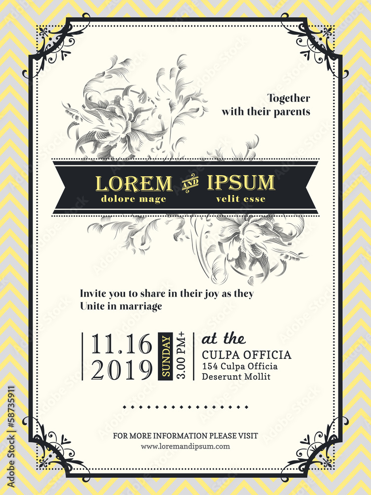 Vintage Wedding invitation border and frame template Stock Vector ...