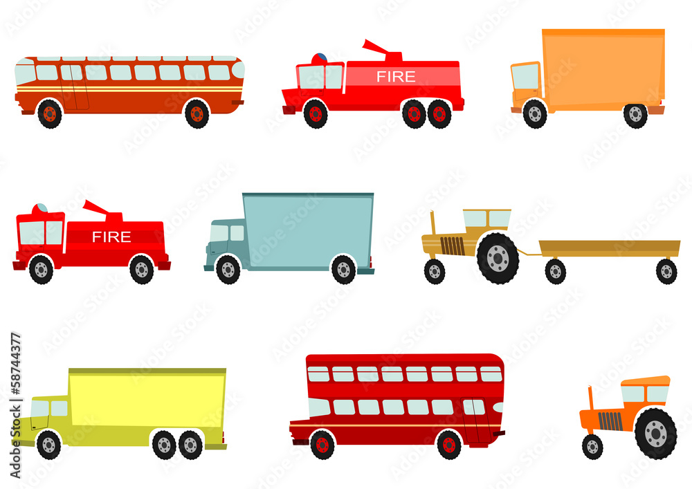 Cartoon truck and other heavy vehicles Stock Vector | Adobe Stock